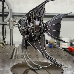 Scrap Metal Angelfish Sculpture - Etsy