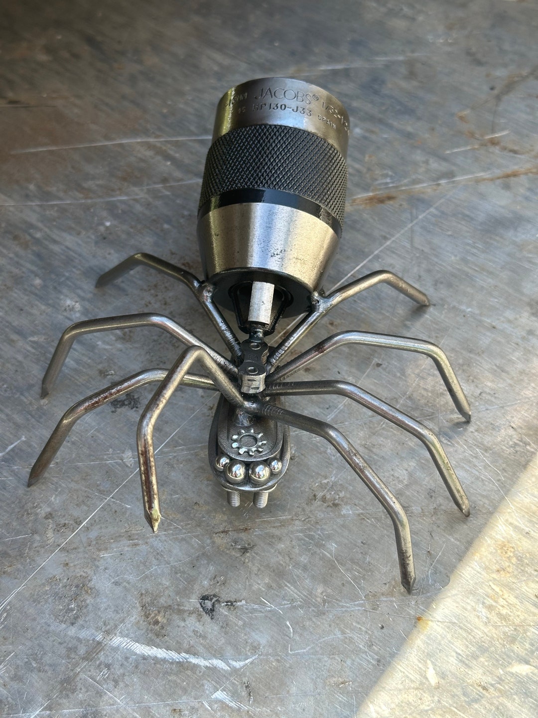 Drill Chuck Spider Sculpture Scrap Metal Handmade Salvaged Steel Welded ...