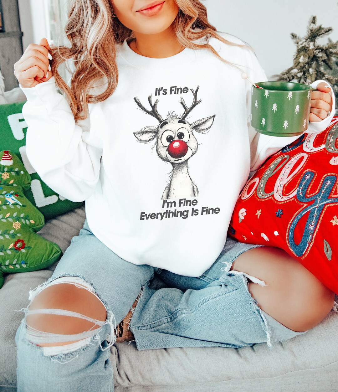 Rudolph Christmas Sweater, Christmas Sweater, Christmas Crewneck ...