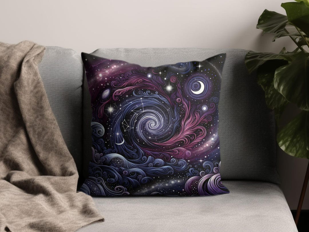 Cosmic Galaxy Art Pillow, Space Themed Decorative Cushion, Starry Night ...