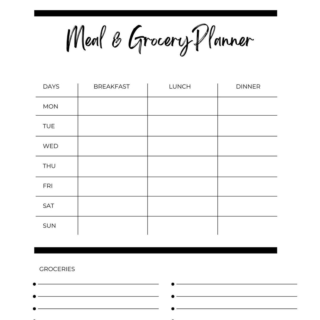 Weekly Meal & Grocery Planner Printable - Etsy