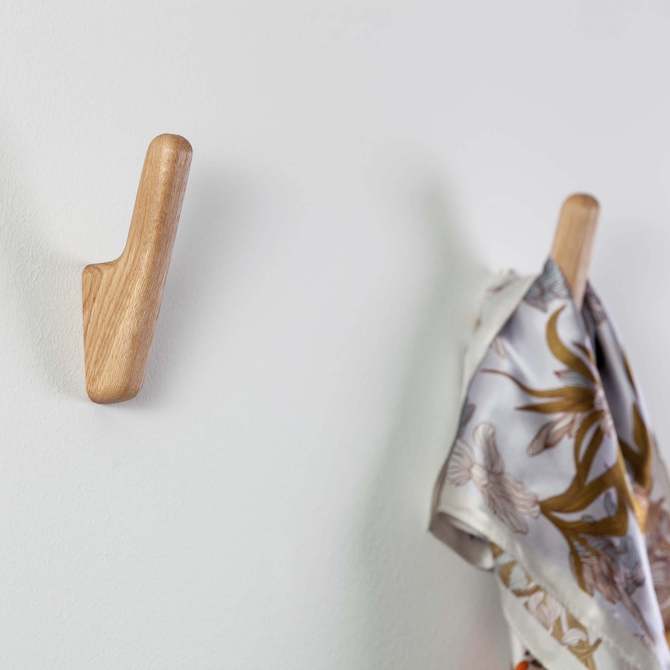 Wooden Coat Hooks for Wall, Oak Hook Wall Mount, Decorative Wall Hooks ...
