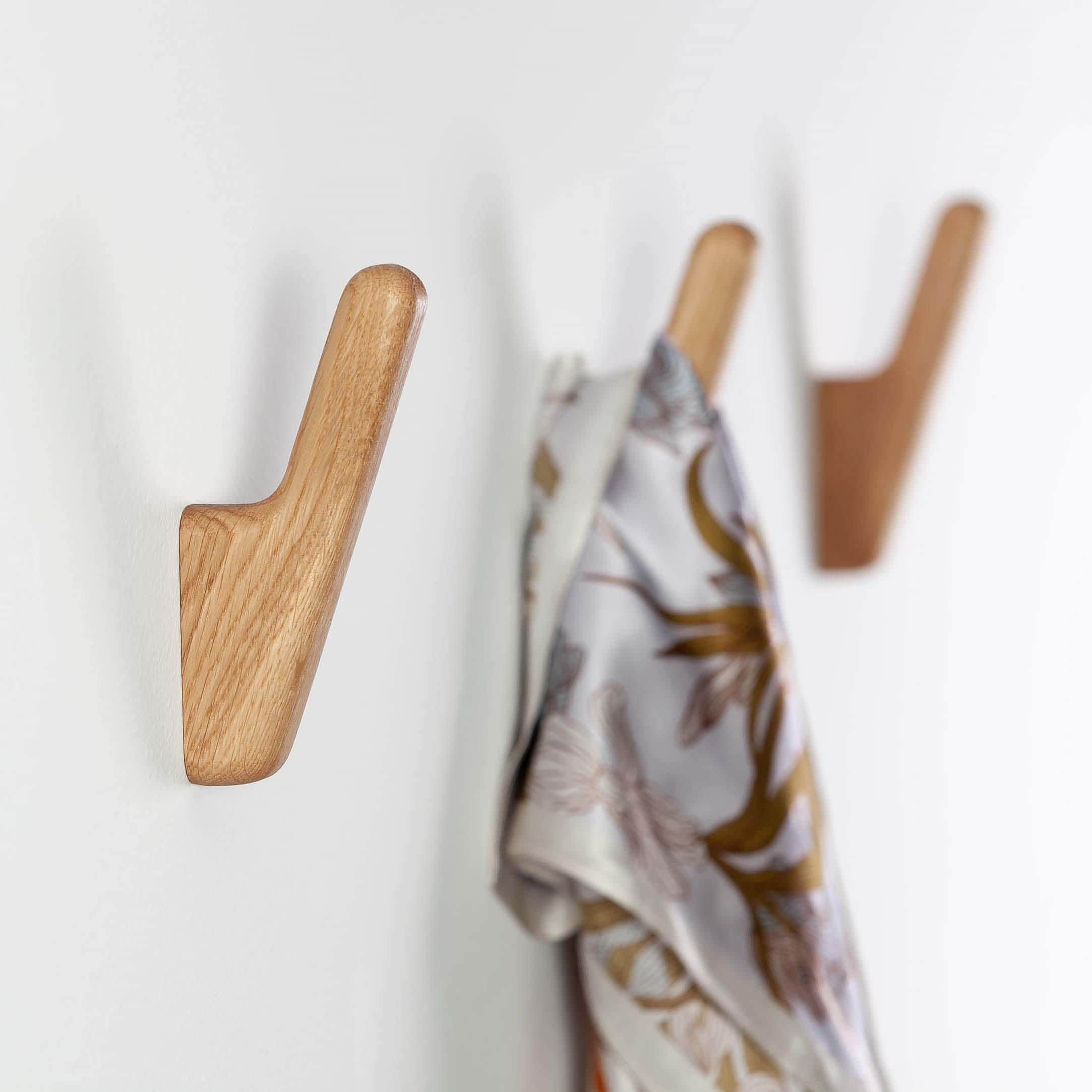 Wooden Coat Hooks for Wall, Oak Hook Wall Mount, Decorative Wall Hooks ...