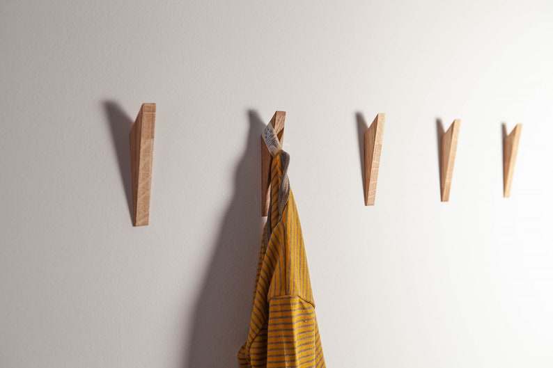 Oak Wood Wall Storage & Coat Hooks – Modern Decorative Accents, Ideal ...