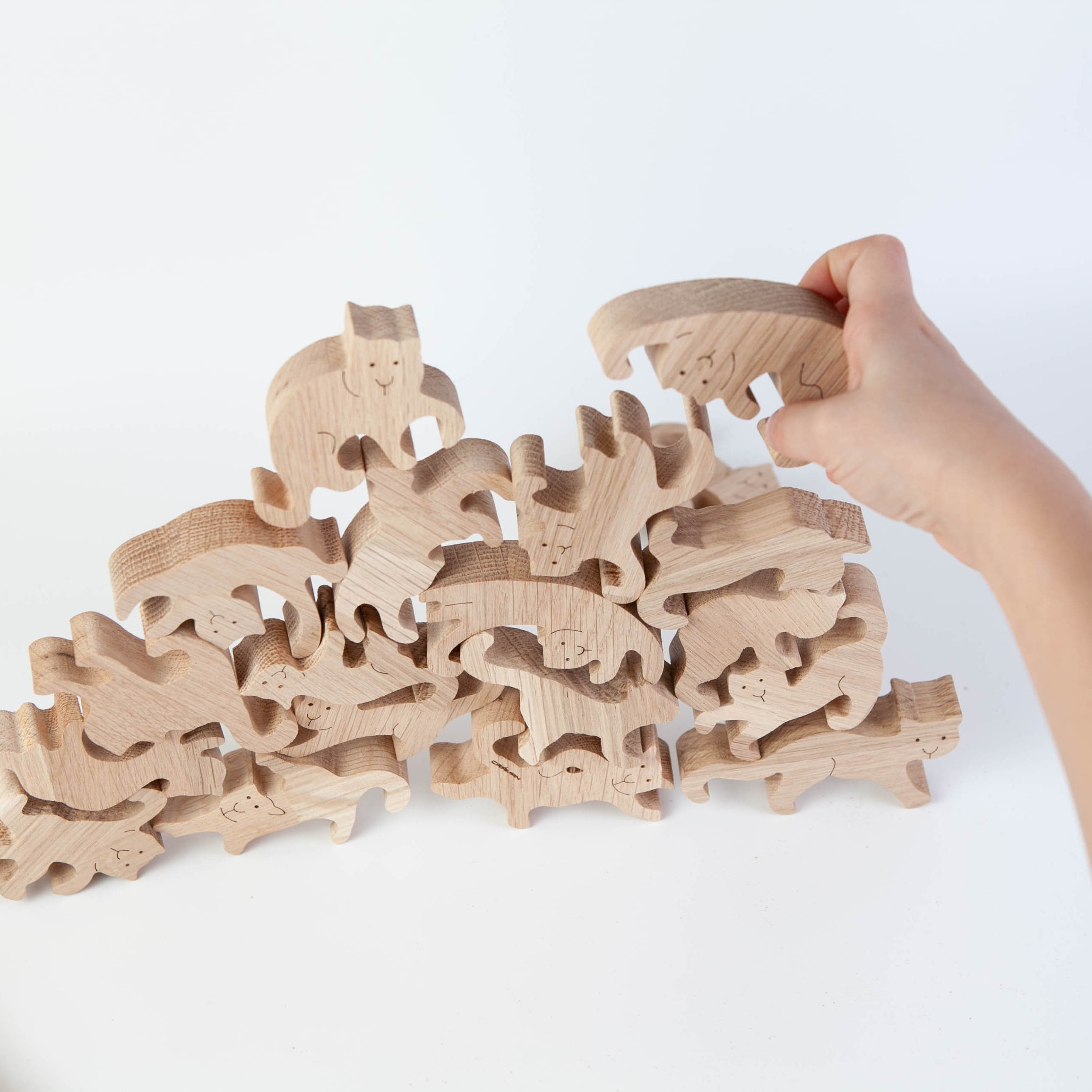 Oak Stacking Game cats Acrobats medium-sized Set 24 Pcs. Balance Toy ...