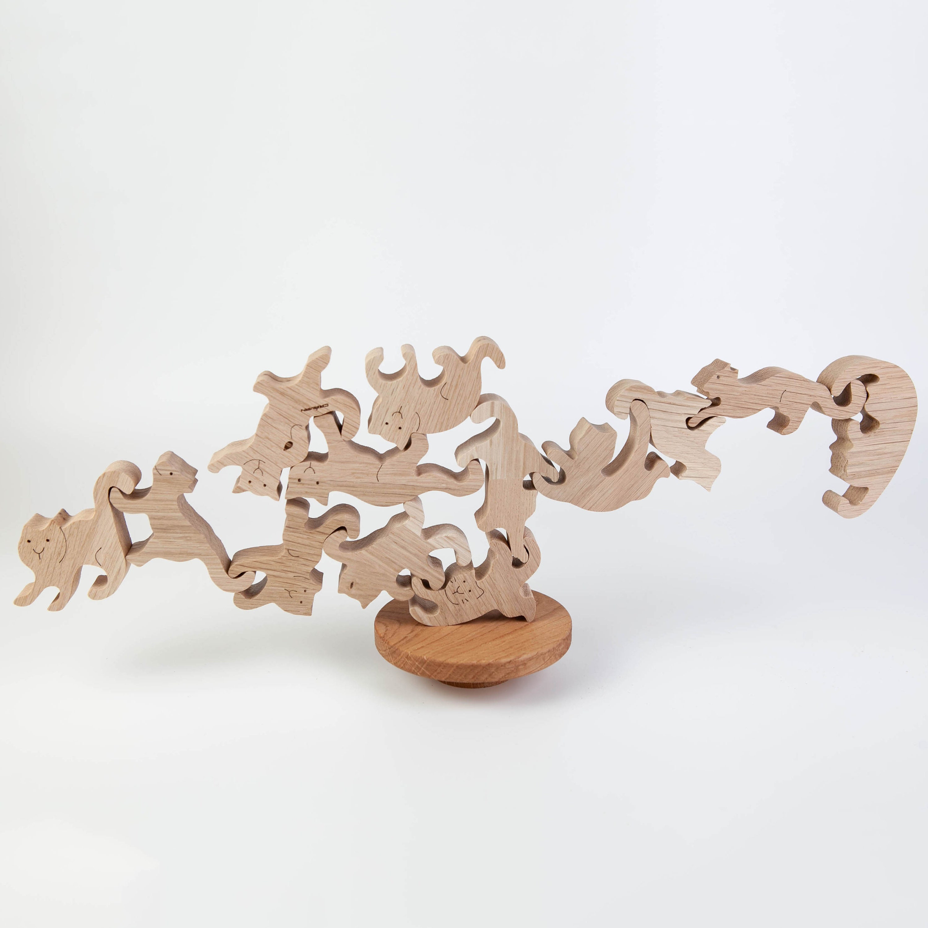 Oak Stacking Game cats Acrobats medium-sized Set 24 Pcs. Balance Toy ...