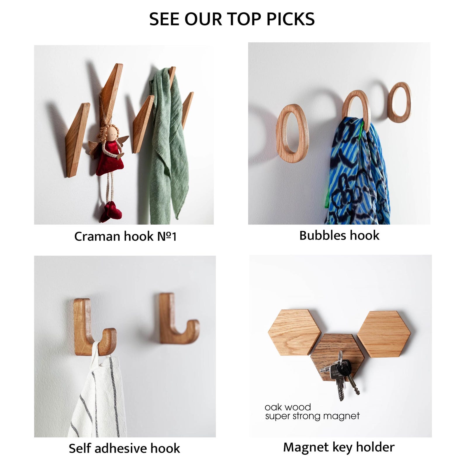 Upgrade Your Space With Stylish Oak Wood Wall Storage & Coat Hooks ...