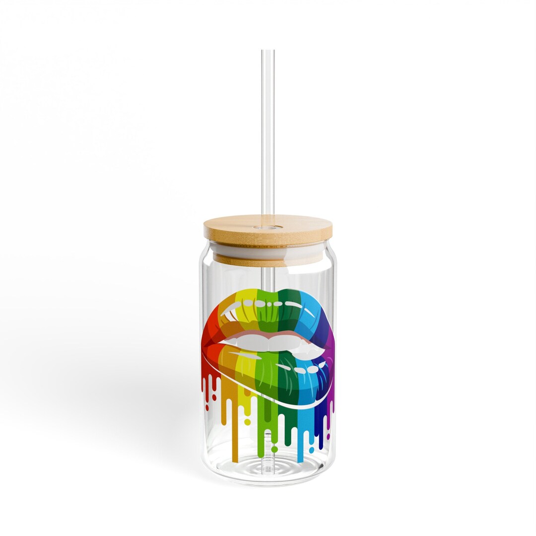 Rainbow Lips, LGBTQ, Pride, Rainbow, Gay, Lesbian, Queer Sipper Glass ...