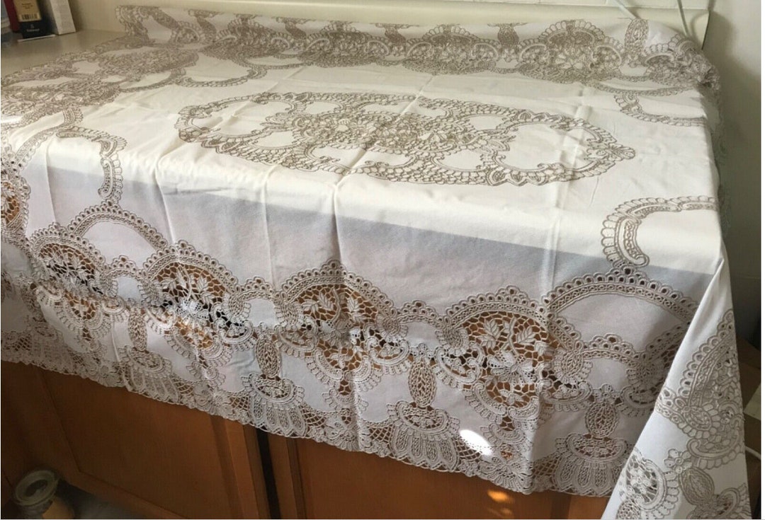 Vintage Thick and Soft Vinyl Lace Table Cover, Thick and Soft PVC ...
