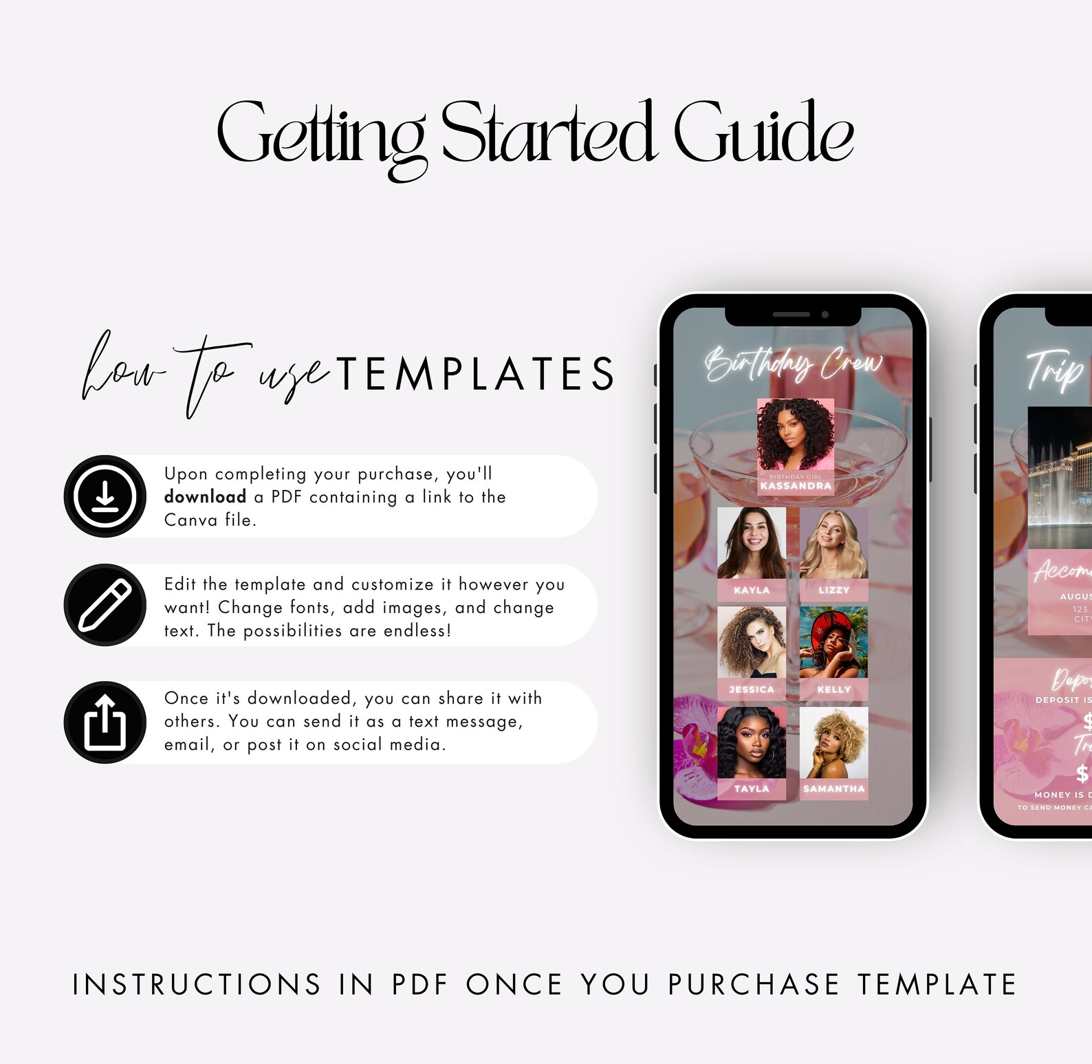 Pink Vacation Girls Trip Itinerary, Birthday Itinerary Template ...