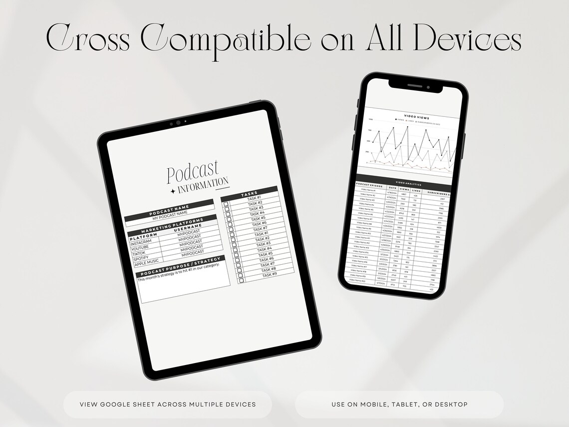 Podcast Planner Template Google Sheets, Digital Content Planner Content ...