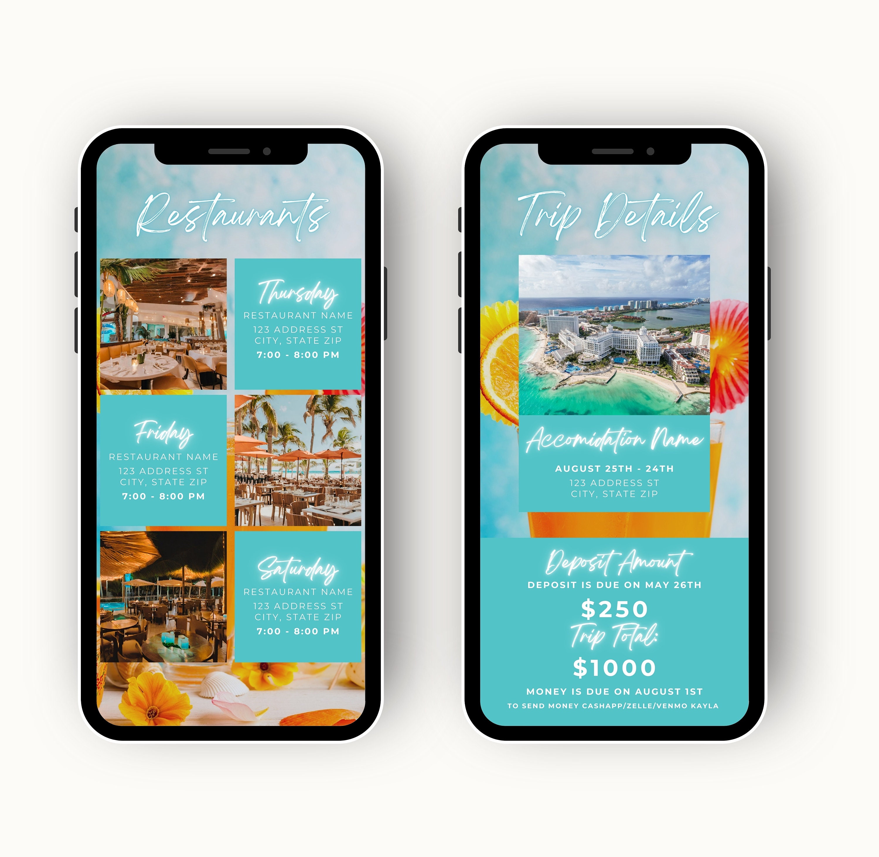 Summer Vacation Digital Editable Girls Trip Itinerary Template, Travel ...