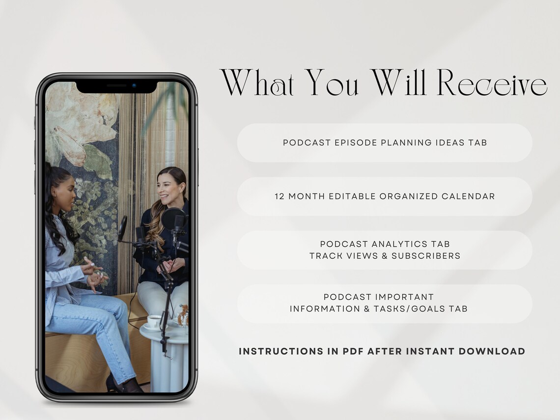 Podcast Planner Template Google Sheets, Digital Content Planner Content ...
