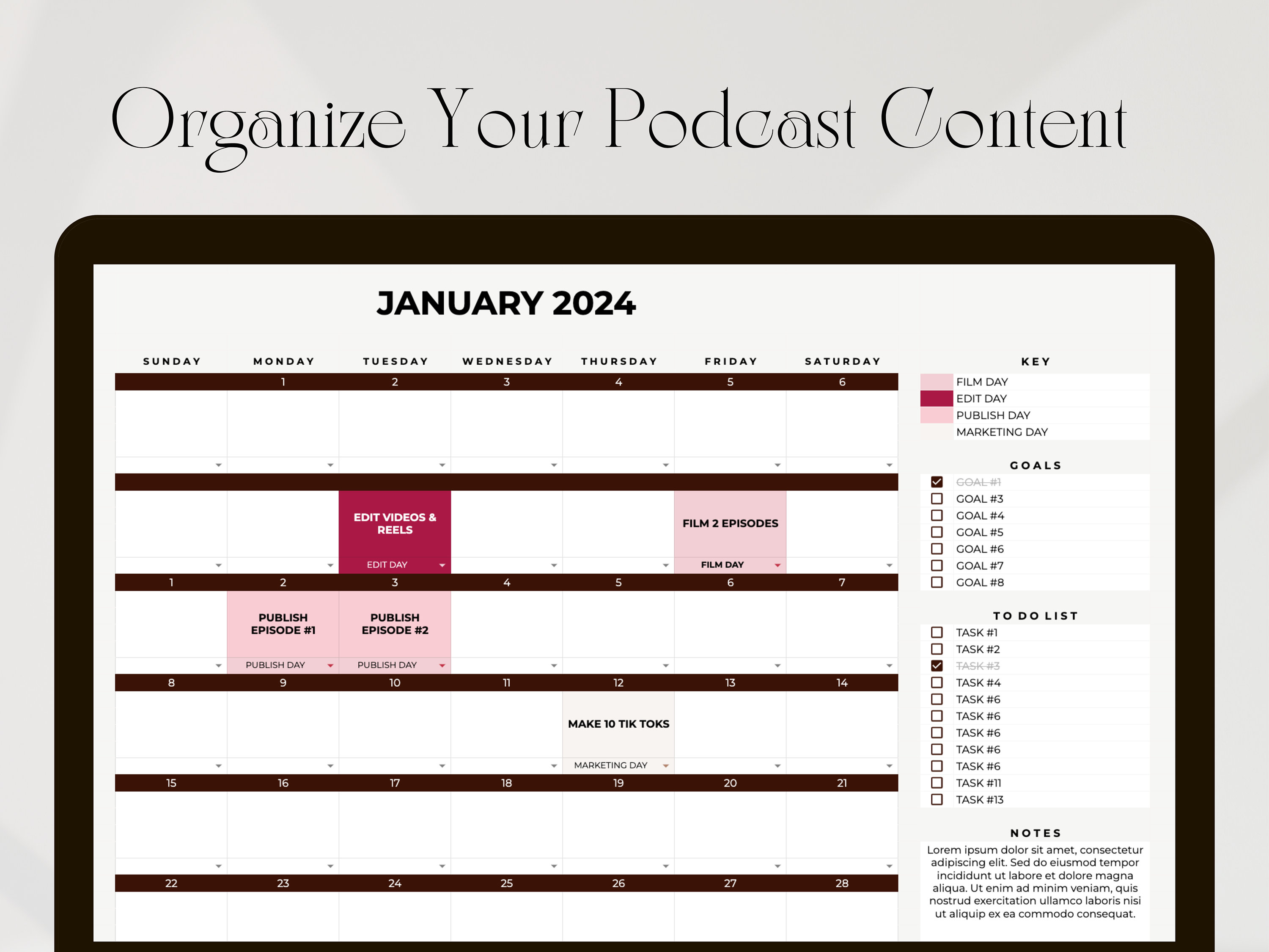 Podcast Planner Template Google Sheets, Digital Content Planner Content ...