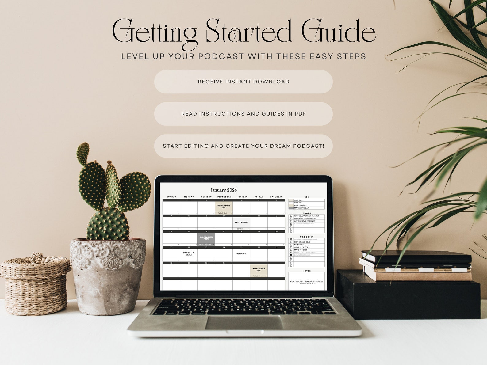 Podcast Planner Template Google Sheets, Digital Content Planner Content ...