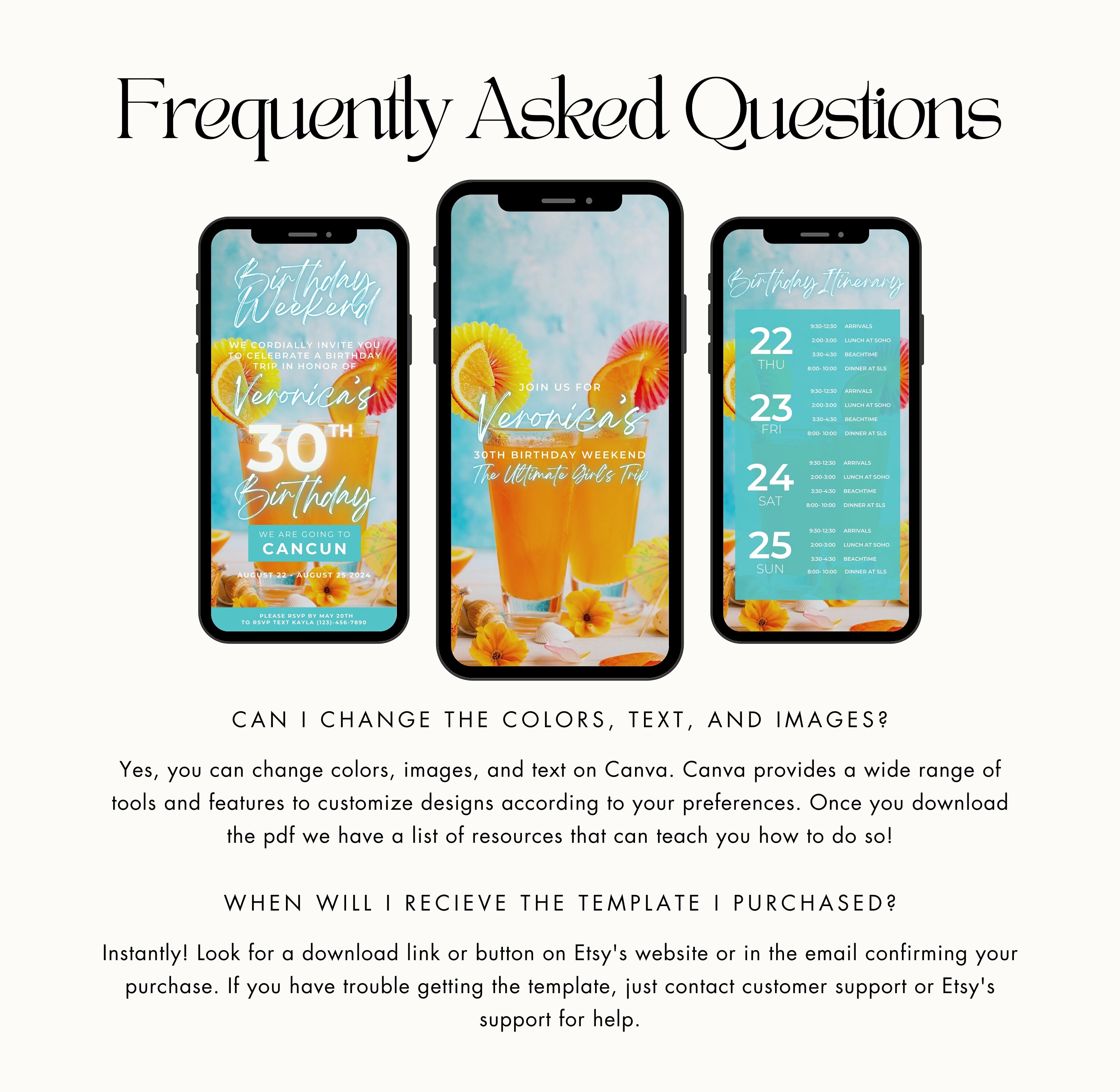 Summer Vacation Digital Editable Girls Trip Itinerary Template, Travel ...