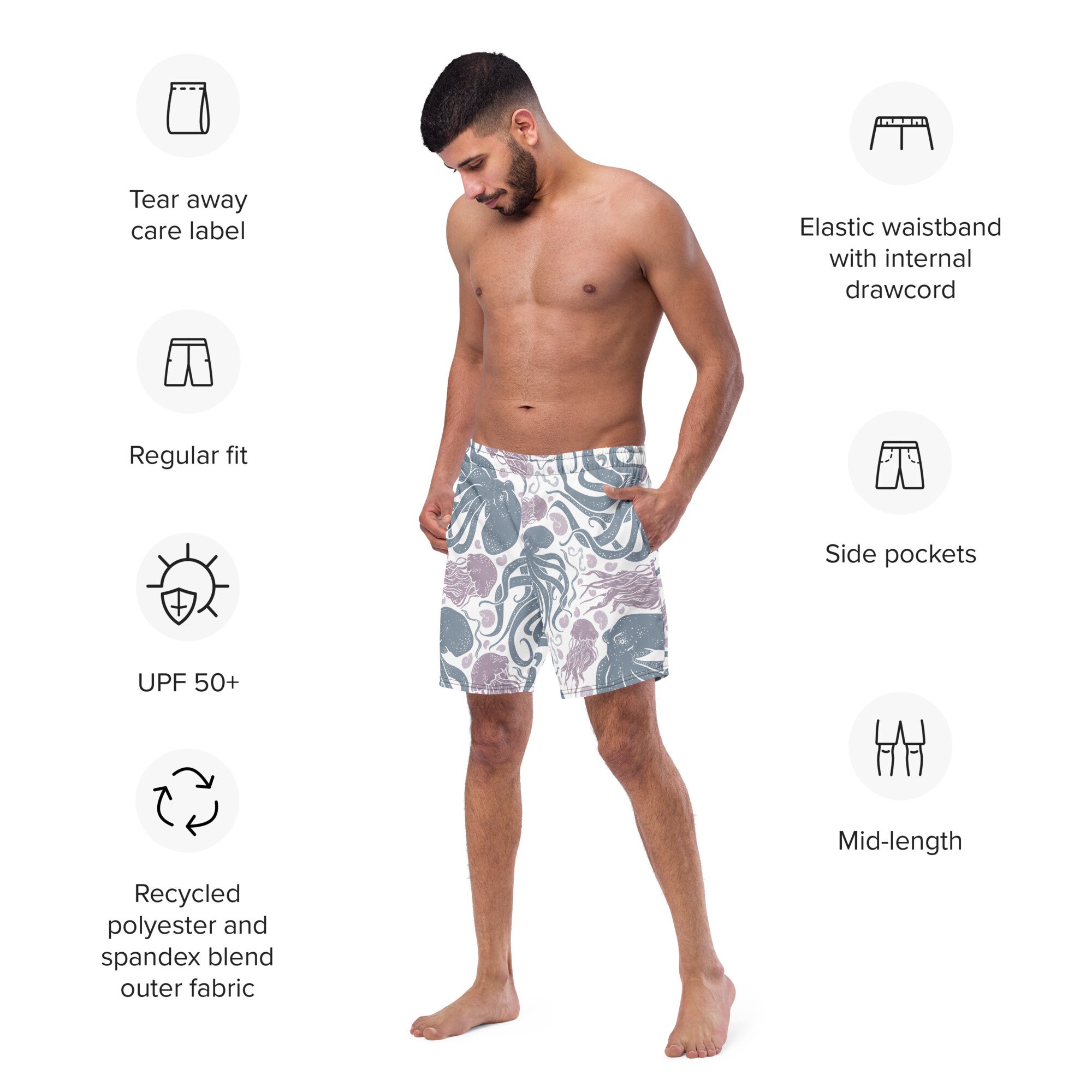 Jellyfish & Octopus Men's Swim Trunks Family Matching Available Dad and ...