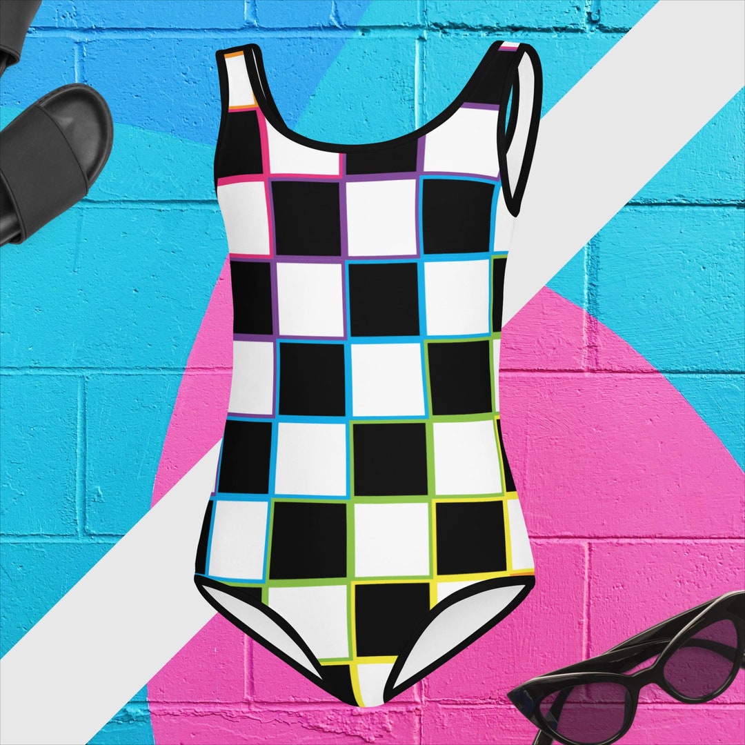 Checkered Black & White Girls' Swimsuit Mommy and Me Matching Available ...
