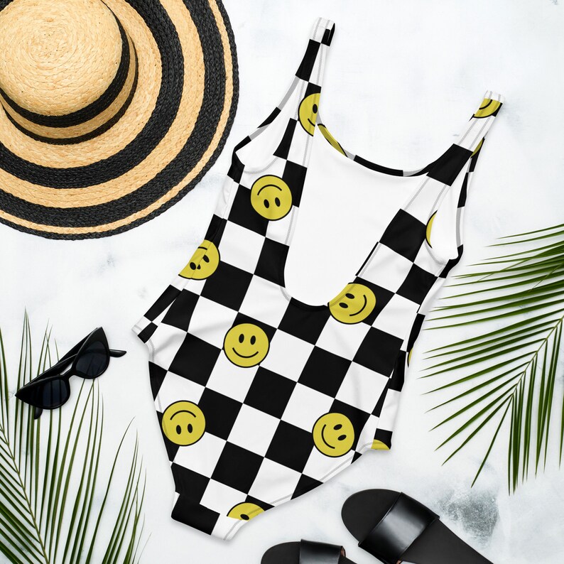 Smiley Face Checkered One-piece Swimsuit: Mommy & Me Matching - Etsy