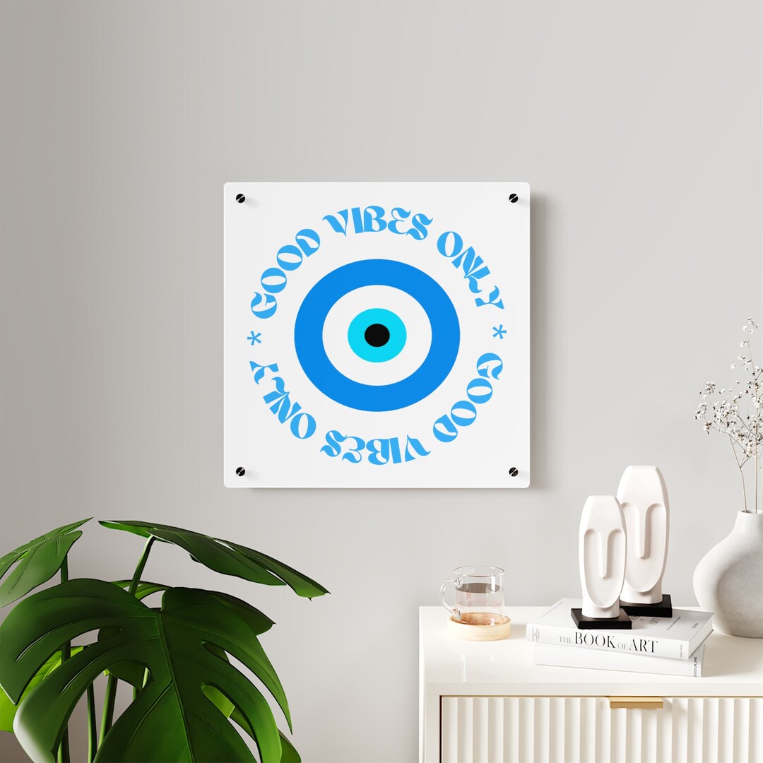 Evil Eye Square Acrylic Wall Art Panel Good Vibes Only, Various Sizes ...