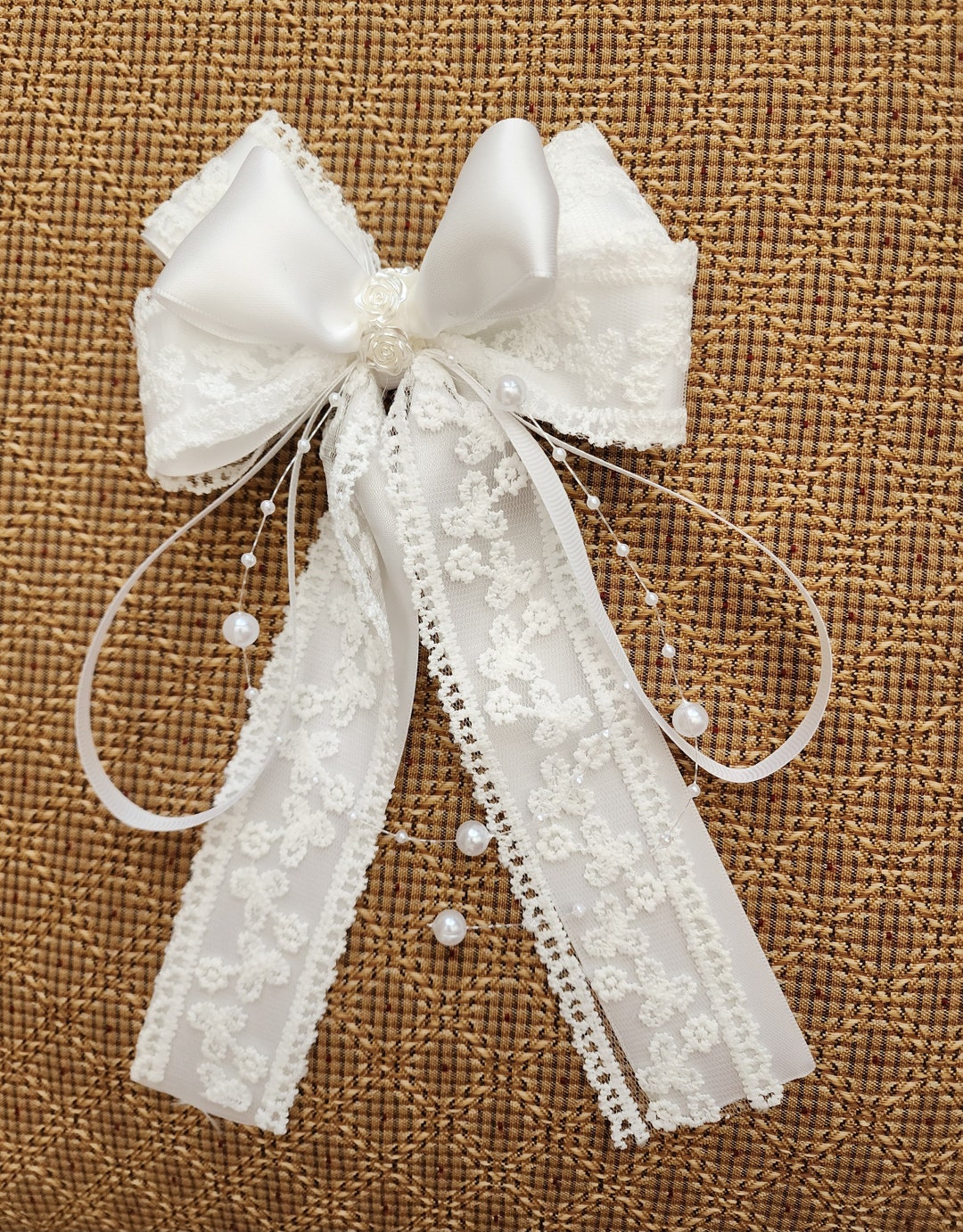 Bow for First Communion Girls Bow White Baptism Products Christening ...