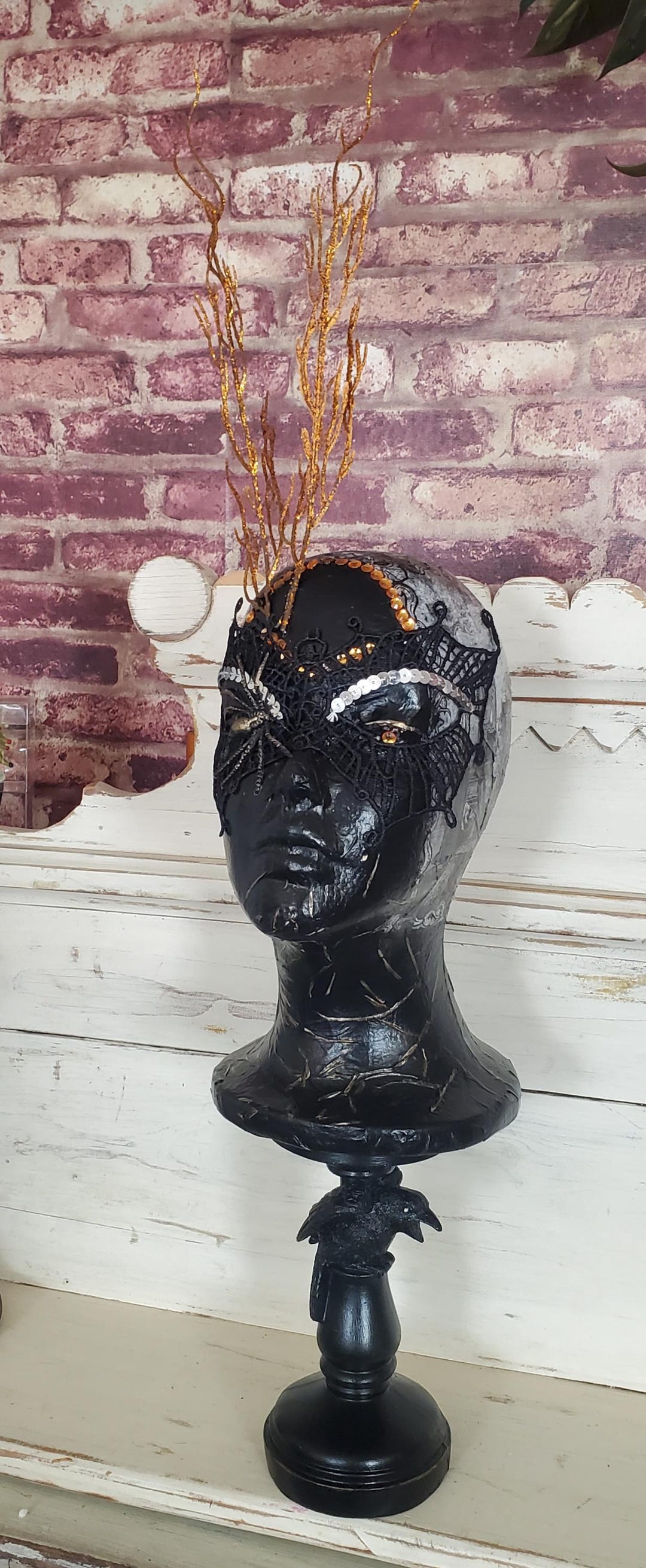Black Gothic Mannequin Head Sculpture Dark & Moody Decor Handcrafted ...