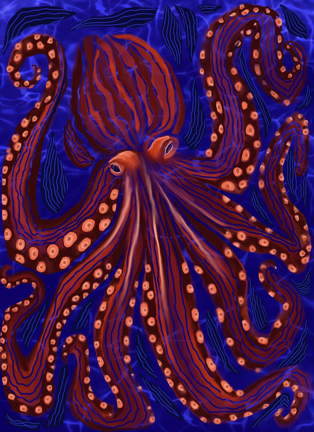 Octopus Art Print Octopus Tentacles Art Ocean Octopus Art Deco Design Art Print Ocean Octopus ...