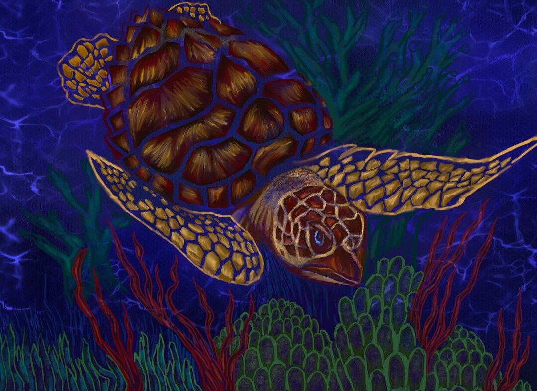 Sea Turtle Print Hawaiian Honu Inspired Art Hawaii Turtle Print Sea ...