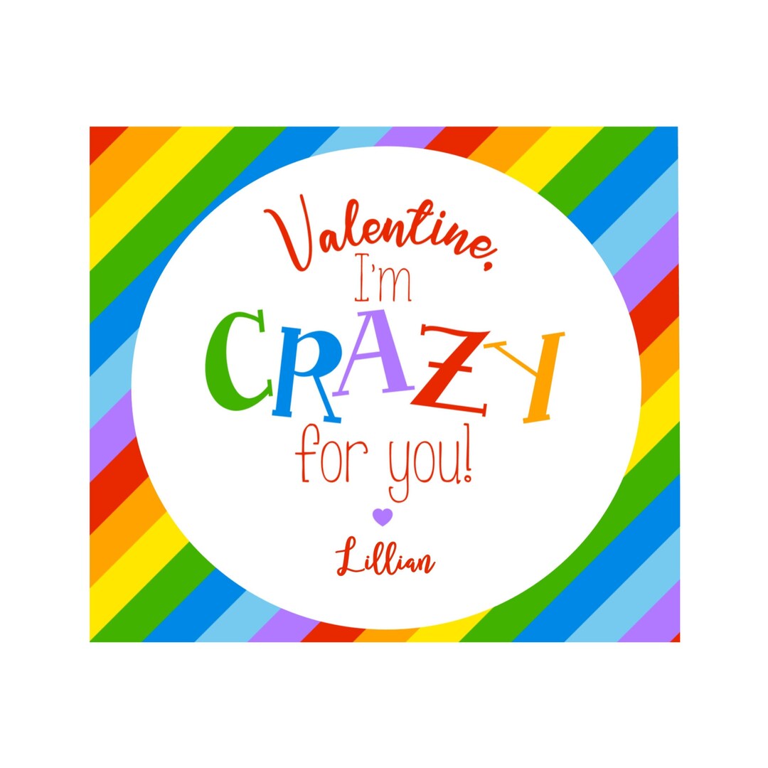Valentine's Day Printable Crazy Straw Personalized Tag, Crazy for You ...
