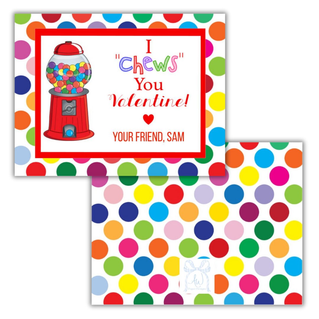 Valentine's Day Printable Bubble Gum Personalized Tag, Chewing Gum I ...
