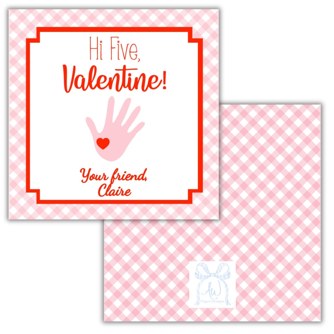 Valentine's Day Printable Sticky Hand Personalized Tag, High Five ...