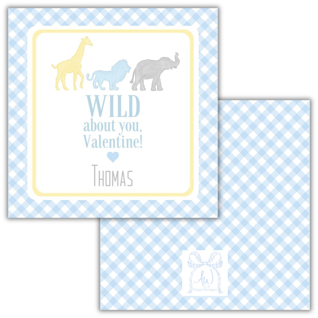 Valentine's Day Printable Wild About You Personalized Tag, Animal ...