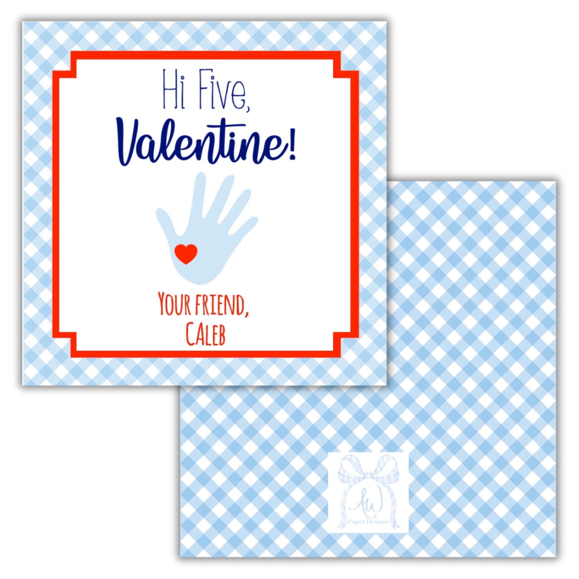 Valentine's Day Printable Sticky Hand Personalized Tag, High Five ...