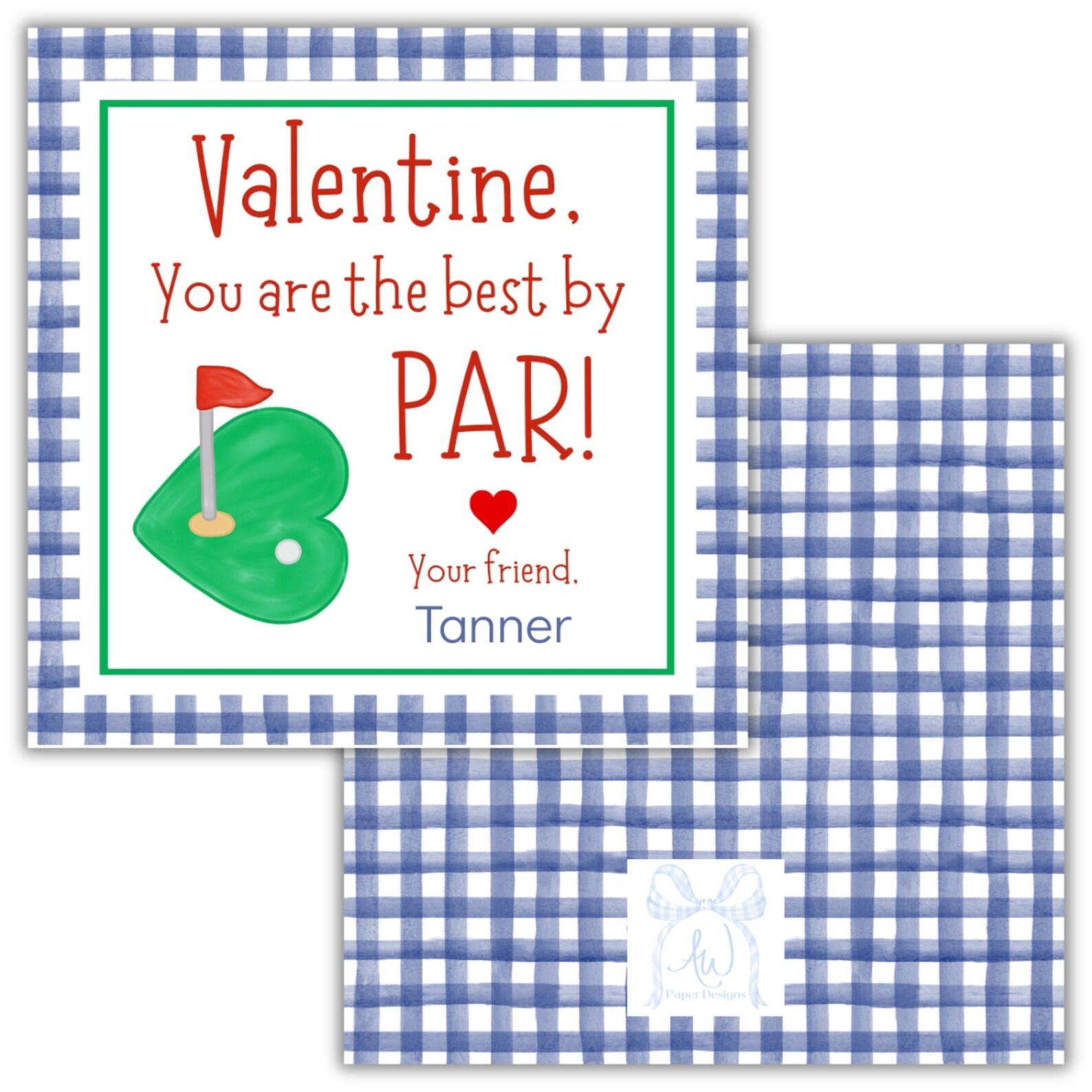 Valentine's Day Printable Golf the Best by Par Personalized Tag, Hole ...