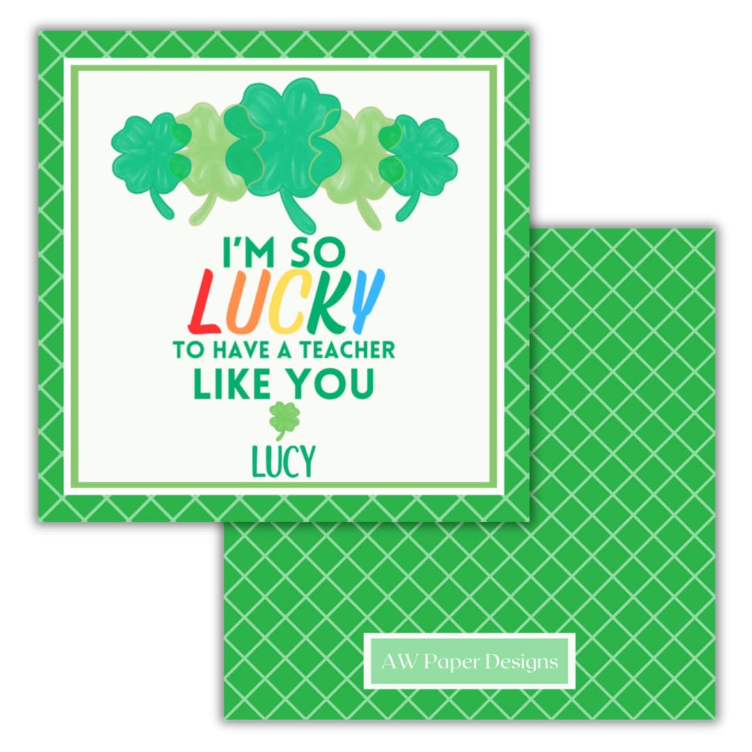 St. Patrick's Day Printable Lucky Teacher Personalized Tag St. Patty's ...