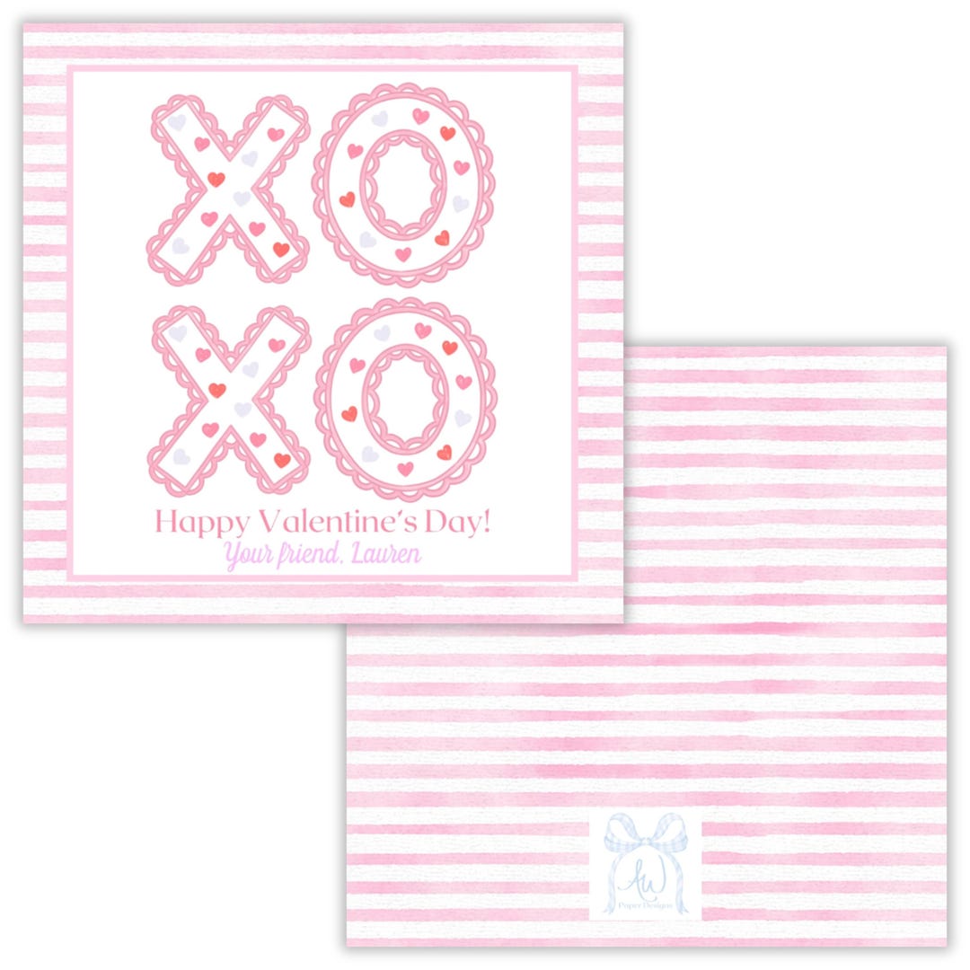 Valentine's Day Printable XOXO Outline Personalized Tag Valentine ...