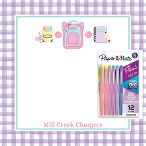 Back to School Teacher Gift Watercolor Pink School Supplies Notepad ...