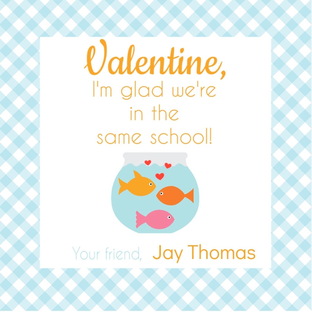 Valentine's Day Printable Goldfish Personalized Tag, We're in the Same ...