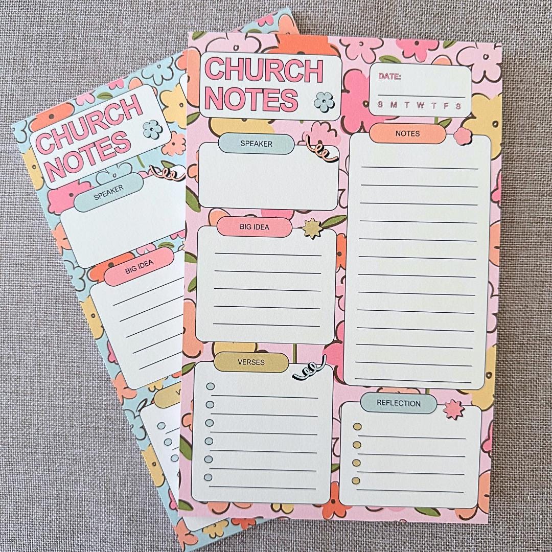 Church Notes Notepad, Sermon Notes Notepad, Bible Study Notepad, Faith ...