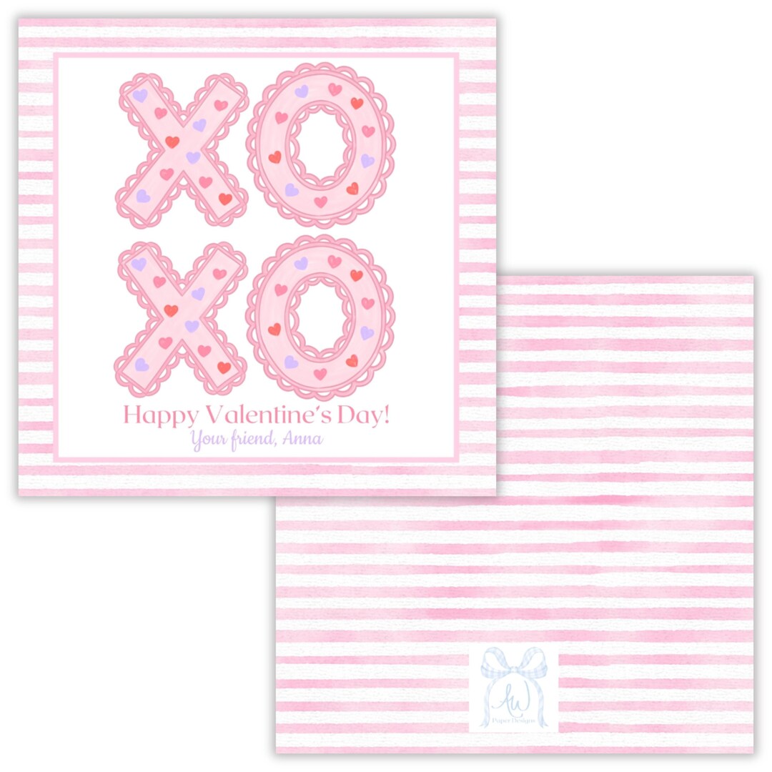 Valentine's Day Printable XOXO Personalized Tag Valentine Printable ...