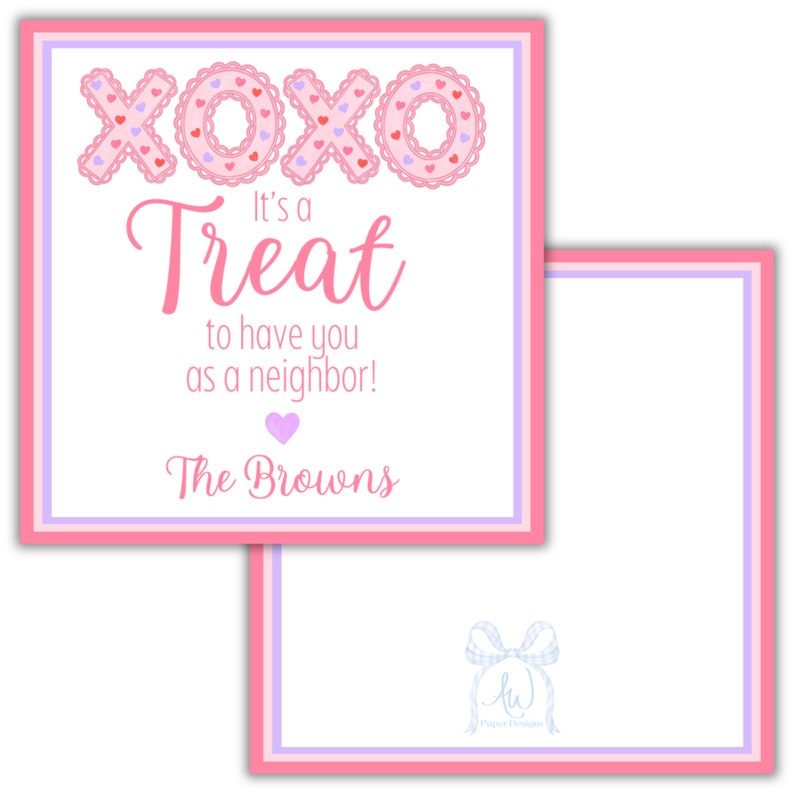 Valentine's Day Neighbor Printable Personalized Tag, Neighbor Sweet ...