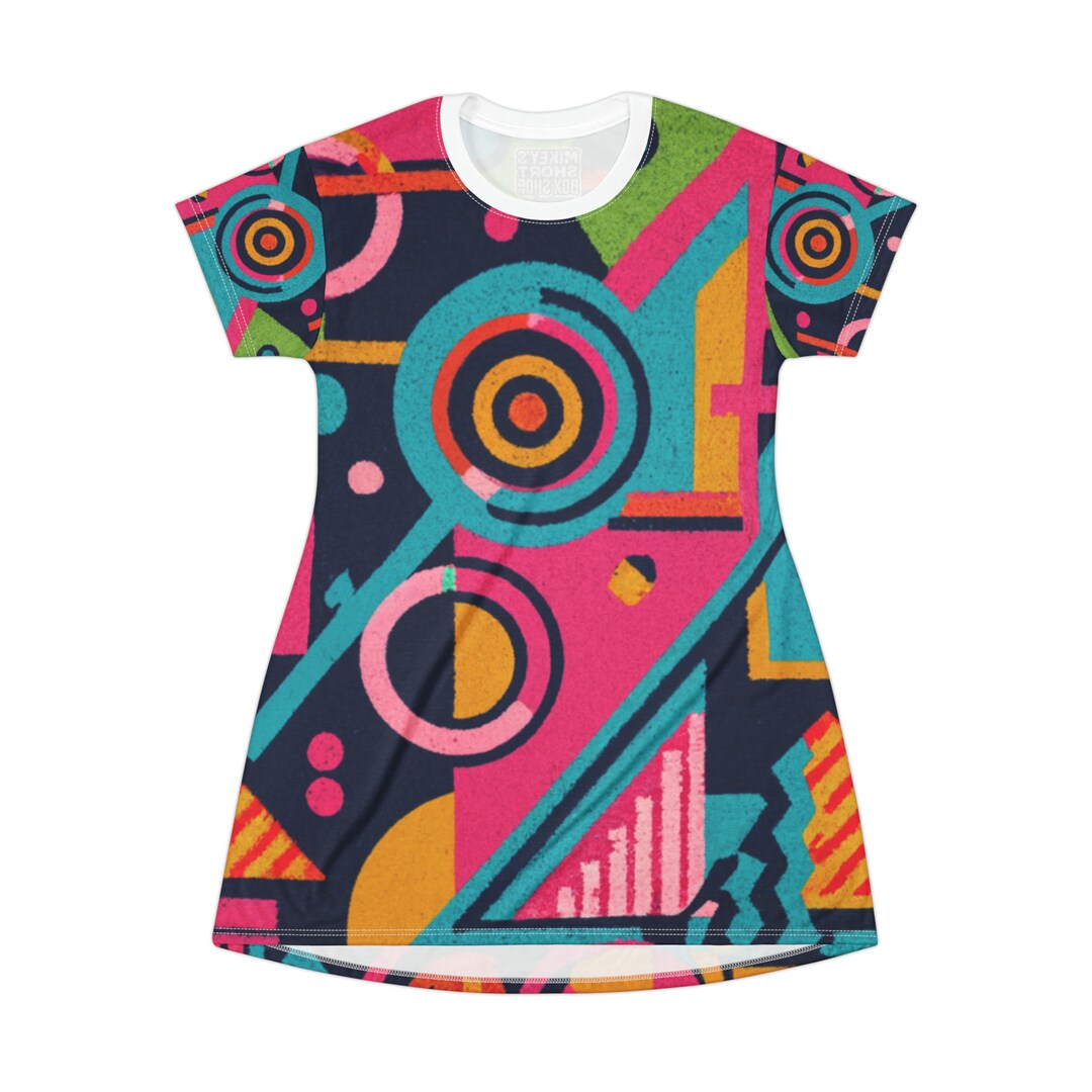 80s Arcade T-shirt Dress (AOP) Old School Retro Arcade Gaming Gamer ...