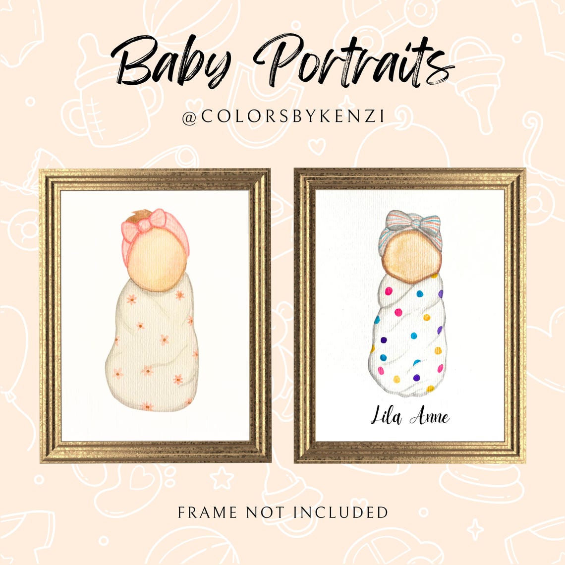 Watercolor Baby Newborn Painting on 5inch*7inch Watercolor Paper (1-5 ...