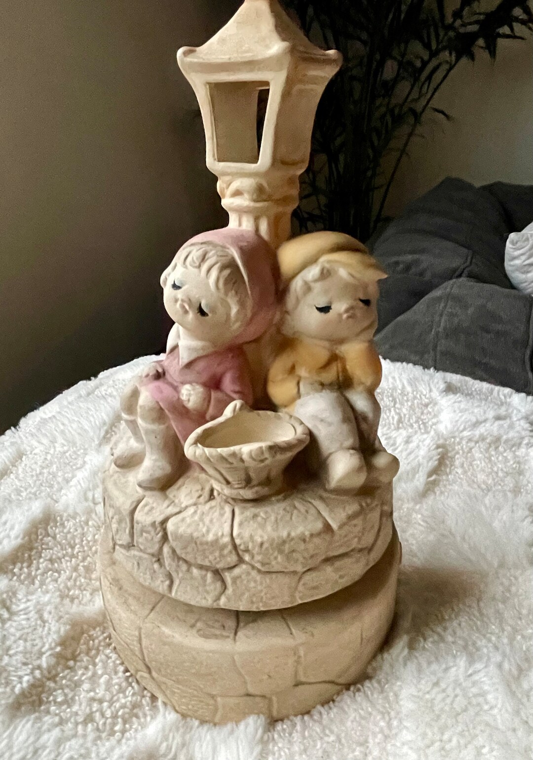 Vintage Sankyo Uctci Ceramic Children Lamp Post Love is Blue Rotating ...