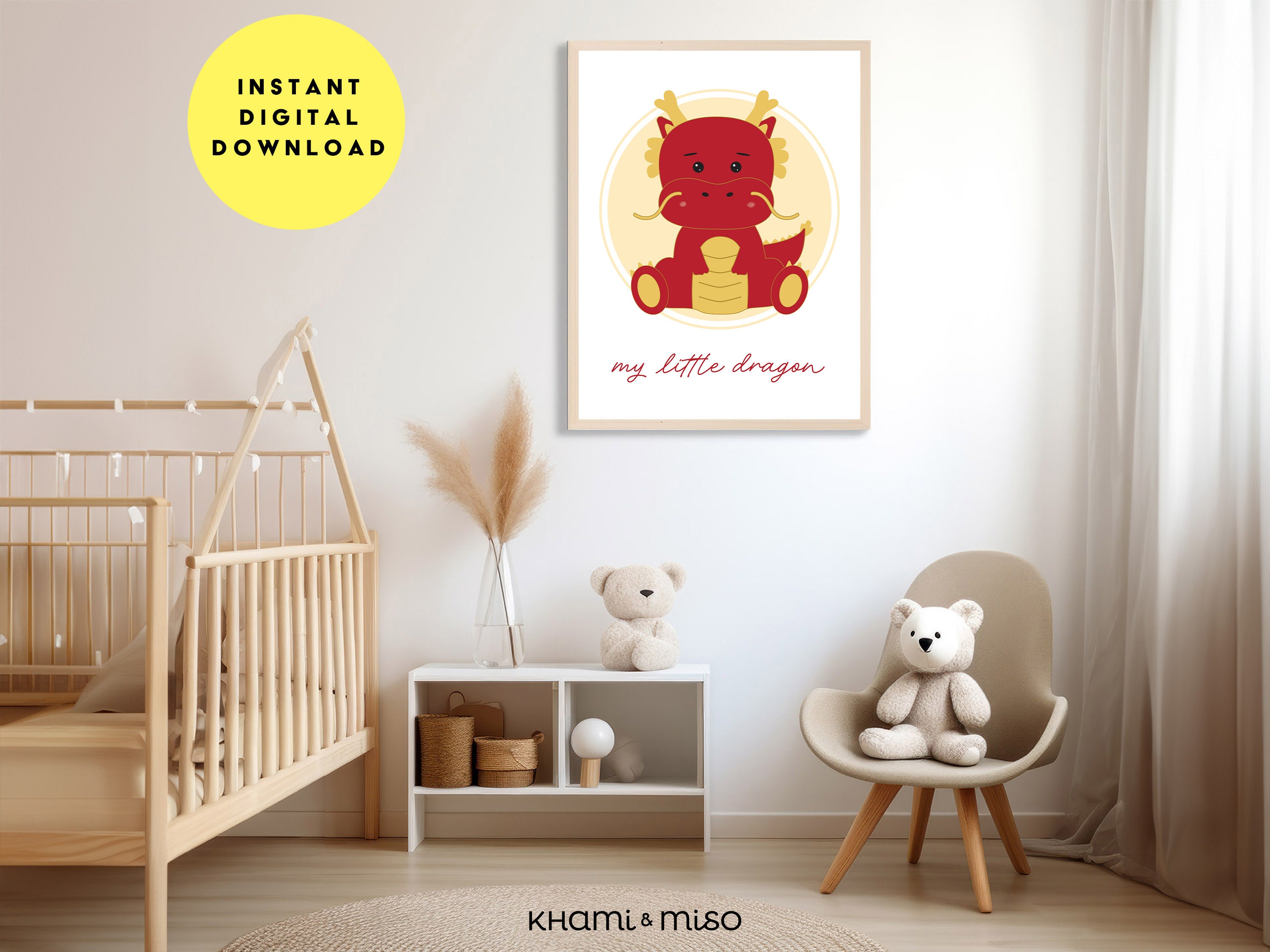 My Little Dragon Printable, Year of the Dragon, Cute Asian Dragon Wall ...