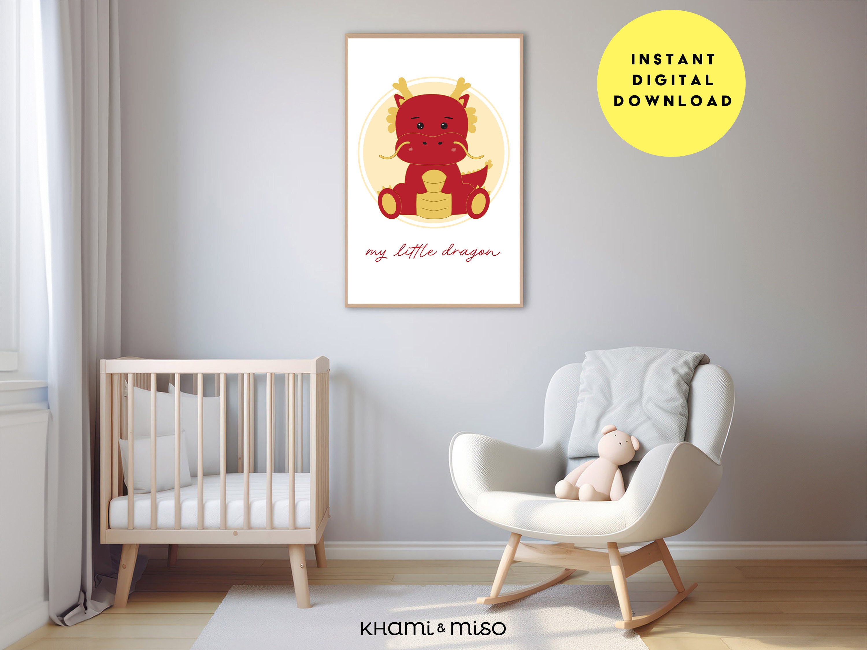 My Little Dragon Printable, Year of the Dragon, Cute Asian Dragon Wall ...