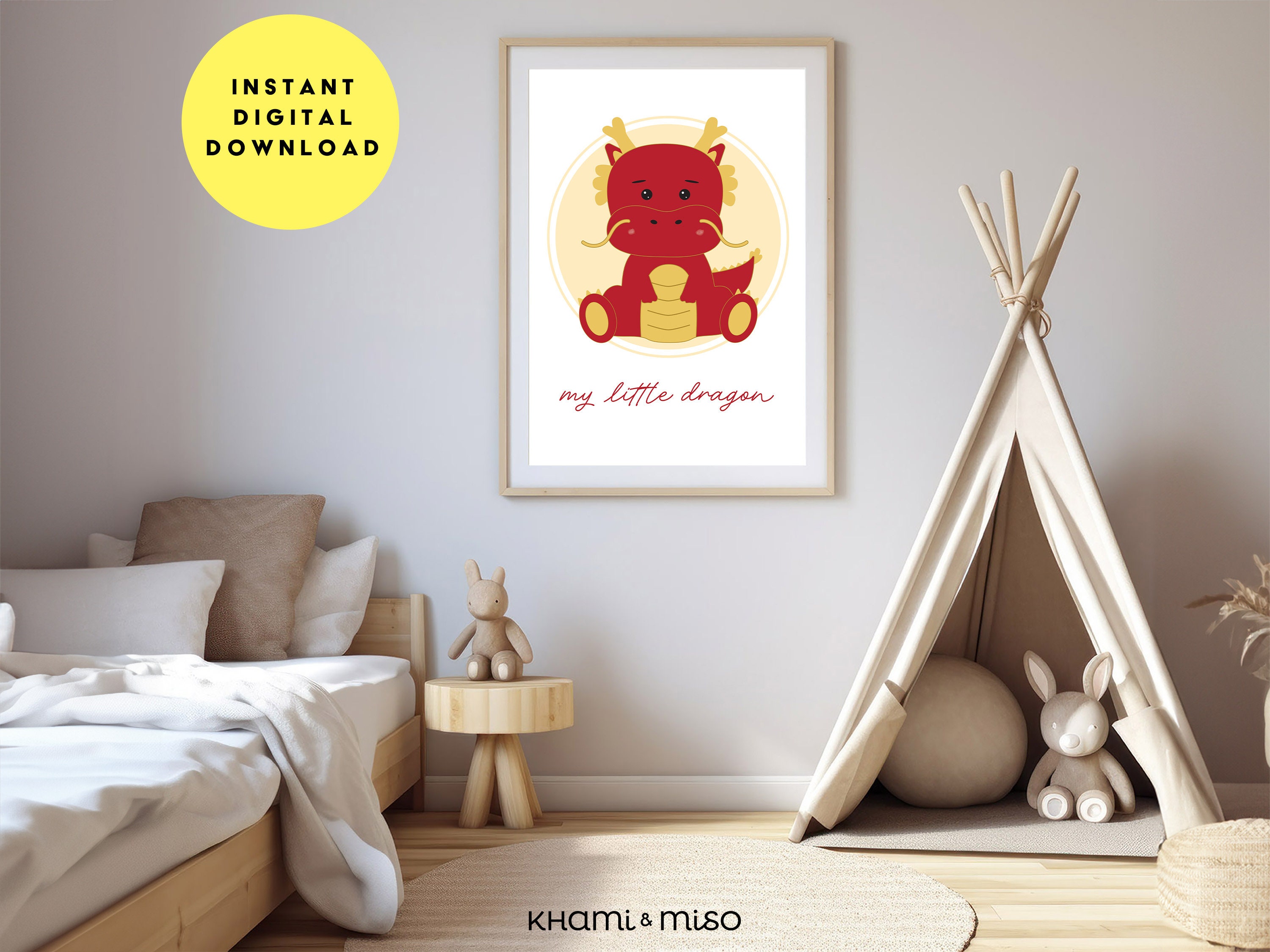 My Little Dragon Printable, Year of the Dragon, Cute Asian Dragon Wall ...