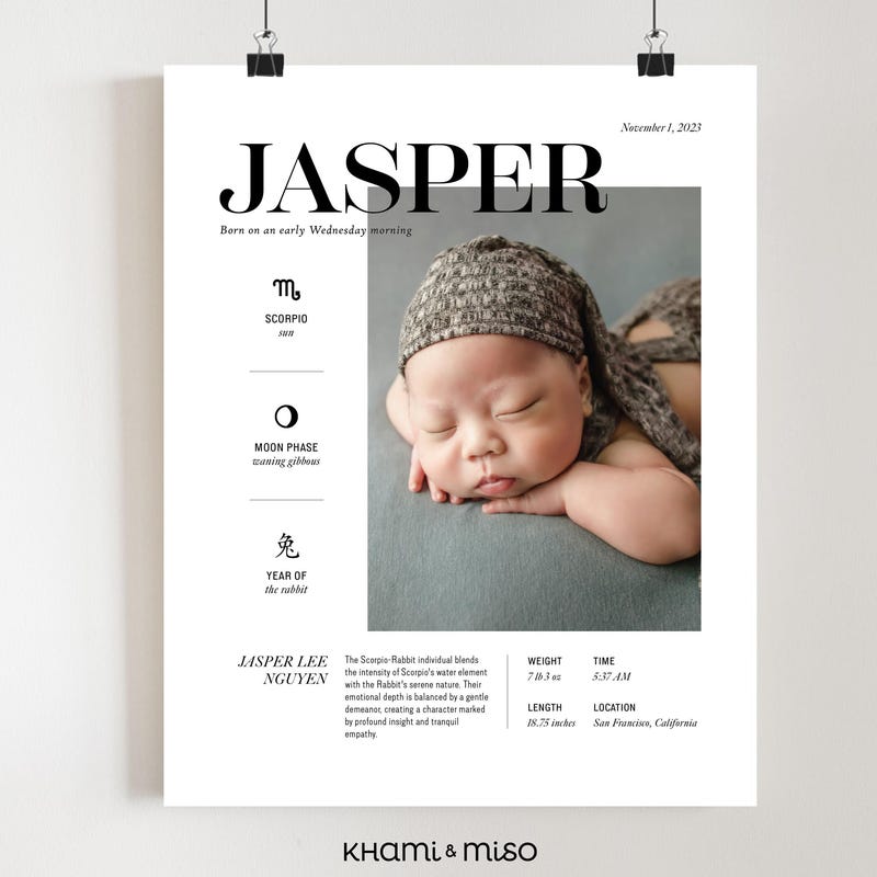 Birth Stats Poster - Etsy