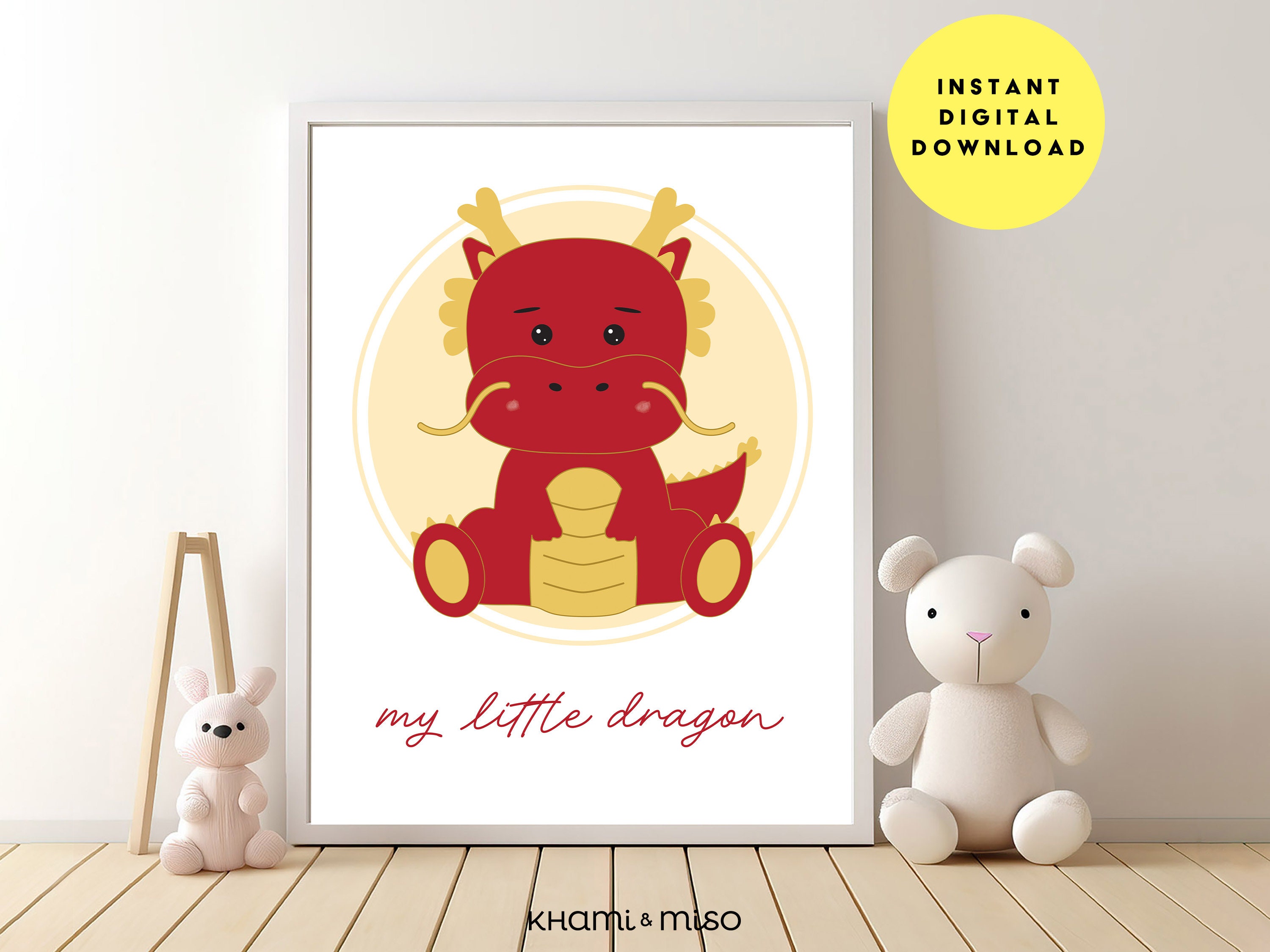 My Little Dragon Printable, Year of the Dragon, Cute Asian Dragon Wall ...