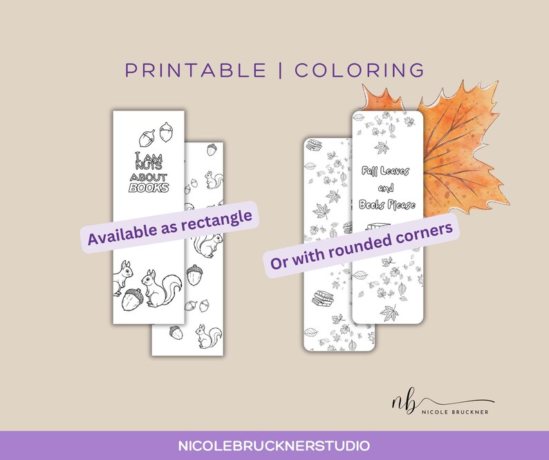Fall Coloring Bookmarks – 8 Printable Autumn Designs | Stress Relief ...